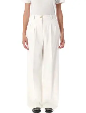A.p.c. High-rise Wide-leg Cotton Trousers With Permanent Creases