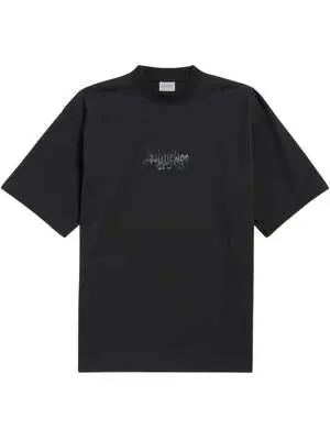 Balenciaga Graphic Cotton T-shirt - Black