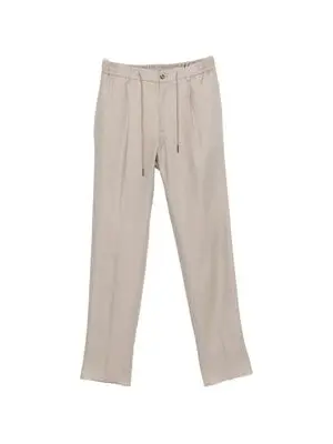 Tagliatore Lightweight Linen Drawstring Shorts With Button Fastening - Grey