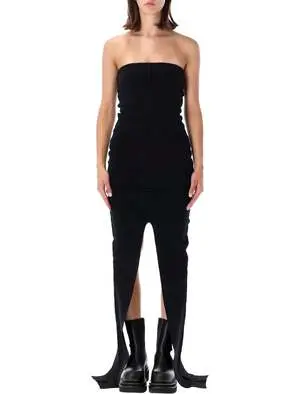 Rick Owens Strapless Bodycon Maxi Dress With Front Seam Detail