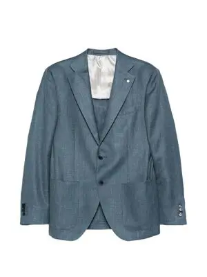 LUIGI BIANCHI Single-breasted Welt Pocket Jacket - Navy
