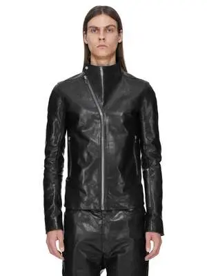 Rick Owens Lambskin Padded Jacket With Right-side Collar Zip And Snap Closure