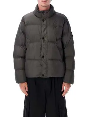 Stone Island Stone-look Technical Coat With Polyamide Coating & Polyurethane Lining - Lead
