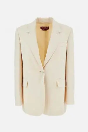 Max Mara Cady Blazer With Vertical Stitching And Lapel Collar - Bianco