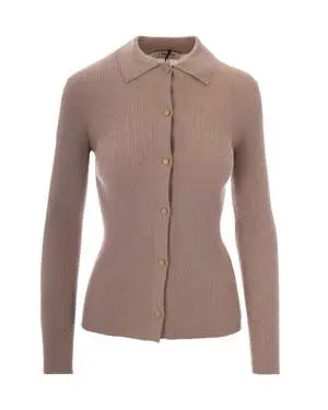 Max Mara Ribbed Knit Button-front Cardigan - Beige