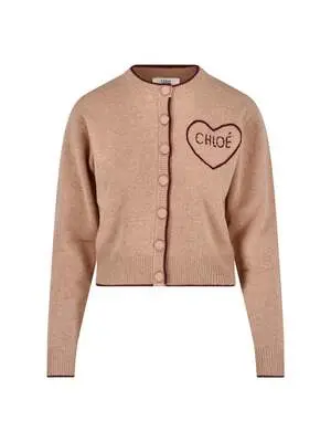Chloé Wool-cashmere Heart Appliqué Cardigan