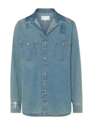 MAISON MARGIELA Distressed Denim Overshirt - Light Blue