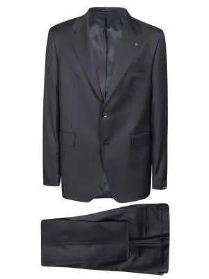 Tagliatore Two-piece Suit Set With Notched Lapels And Two-button Closure - Navy