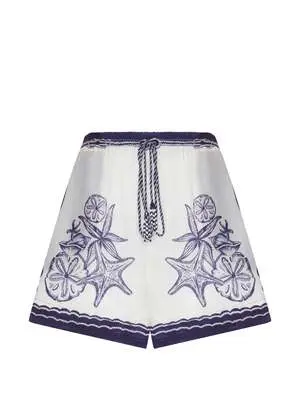 Farm Rio All-over Print Viscose Drawstring Waist Shorts - Bianco