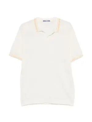 PEOPLE OF SHIBUYA Mini Sweater With Striped Collar And Cuffs - Ivory