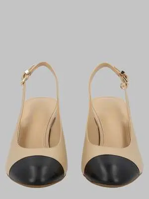 Michael Kors Piper Flex Leather Slingback Pump Heels - Beige