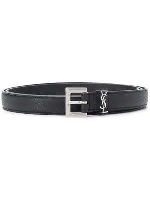 Saint Laurent Silver-plated Buckle Belt - Nero