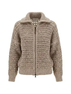 Brunello Cucinelli Wool And Cashmere Knit Cardigan With Sequin Embellishment - Multicolor