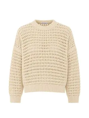 Brunello Cucinelli Wool And Cashmere Open-knit Sweater With Sequin Embellishment - Multicolor