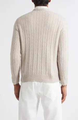 Eleventy Cable Knit Cashmere & Silk Blend Sweater - 02n Sand
