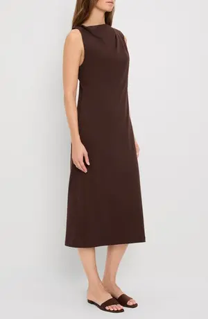 Michael Stars Aurelia Asymmetric Pleated Midi Dress