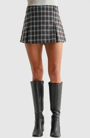 ALL IN FAVOR Plaid Pleated Mini Skort