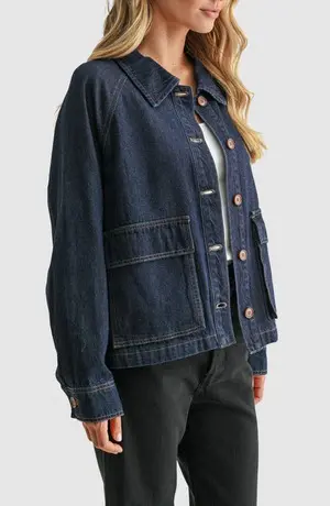 ALL IN FAVOR Denim Jacket With Pocket Detail