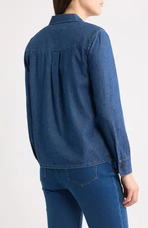 Anne Klein Tie Neck Denim Shirt