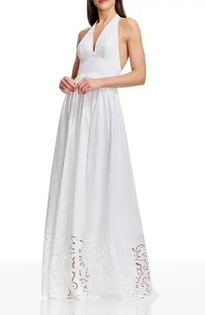 Dress The Population Nessie Cutwork Detail Halter Gown