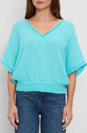 Michael Stars Imani Cropped Dolman Sleeve Top - Aruba