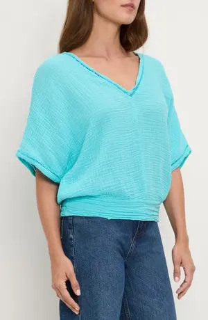 Michael Stars Imani Cropped Dolman Sleeve Top - Aruba