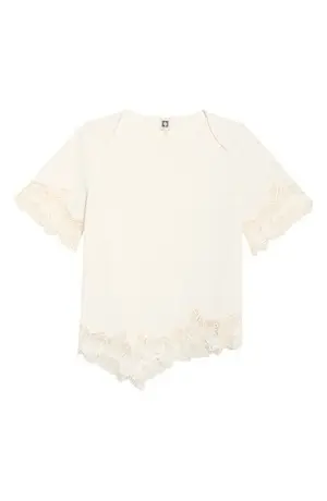 Anne Klein Lace Trim Asymmetrical Knit Top