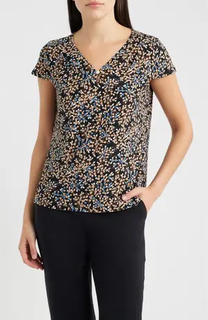 Anne Klein Print One-button Top - Anne Black Multi