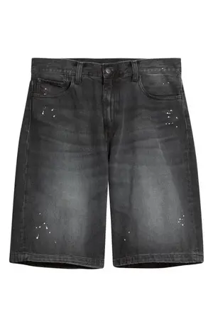 Carhartt Work In Progress Landon Denim Shorts With Paint Splatter - Black (destroy Wash/splatter)