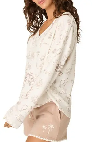 PJ Salvage Palms Away Long Sleeve Pajama Top