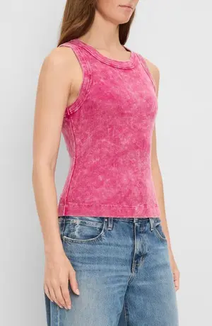 Michael Stars Gina Wide Binding Cropped Tank - French Rose