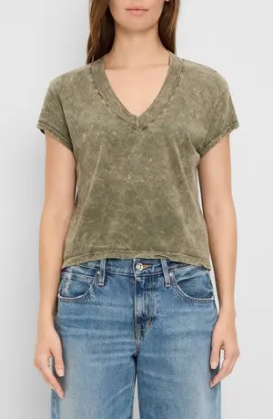 Michael Stars Harlan Cropped V-neck T-shirt - Caper