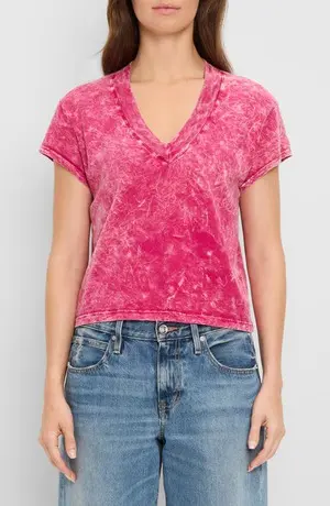 Michael Stars Harlan Cropped V-neck T-shirt - French Rose