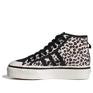 Adidas Nizza Platform Mid Leopard Print High Top Sneakers - Cloud White/core Black/off White