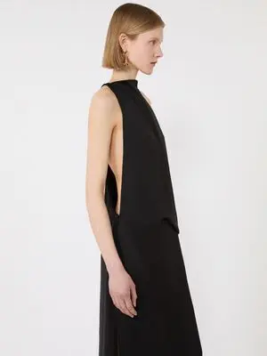 Max Mara Viscose Satin Draped Maxi Dress With High-low Hem