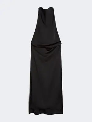 Max Mara Viscose Satin Draped Maxi Dress With High-low Hem