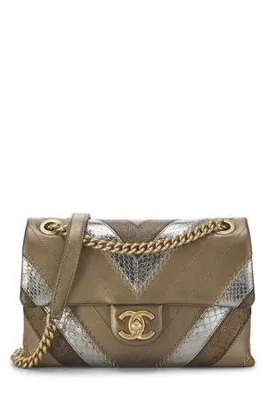 Chanel Calfskin Patchwork Chevron Half Flap