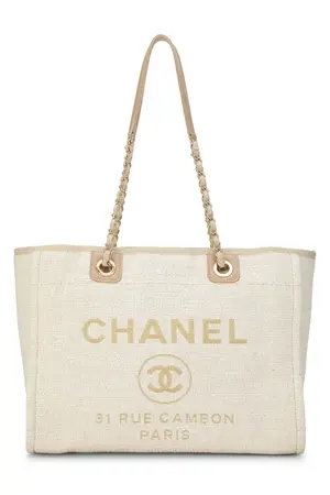 CHANEL Chanel Deauville Small Raffia Tote