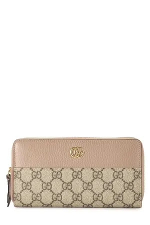 Gucci Gg Supreme Canvas Marmont Zip-around Wallet - Beige