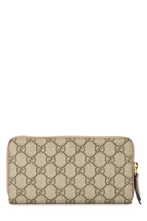 Gucci Gg Supreme Canvas Marmont Zip-around Wallet - Pink