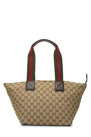 Gucci Original Gg Canvas Web Soft Zip Tote