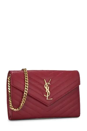 Saint Laurent Grainy Monogram Wallet On Chain