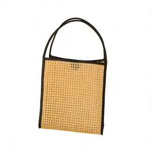 Pink Haley Viviana Oversized Cane And Leather Tote