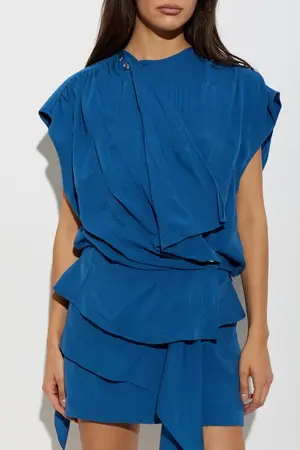 IRO PARIS Pleated Round Neck Top
