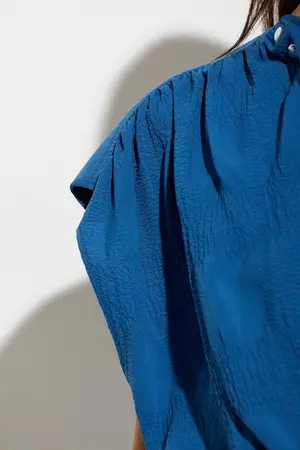 IRO PARIS Pleated Round Neck Top