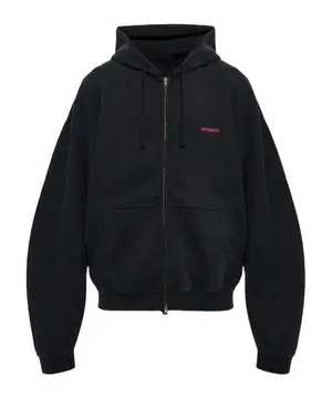 Vetements Long-sleeved Hooded Sweatshirt - Black