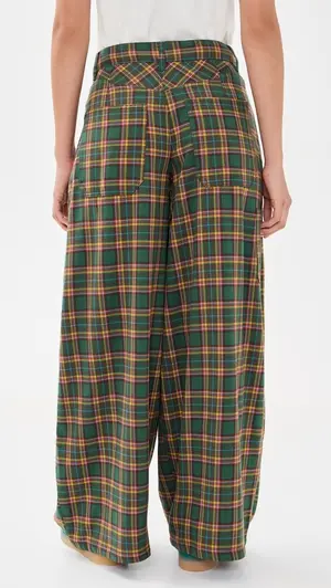Free People Baggy Plaid Trousers
