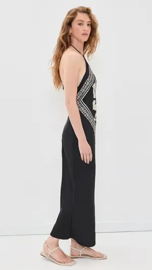 Free People Citrine Halterneck Midi Dress - Raven Combo
