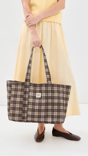 DAMSON MADDER Cocoa Check Tote Bag