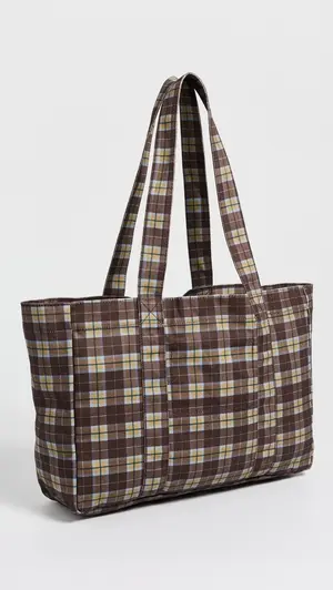 DAMSON MADDER Cocoa Check Tote Bag